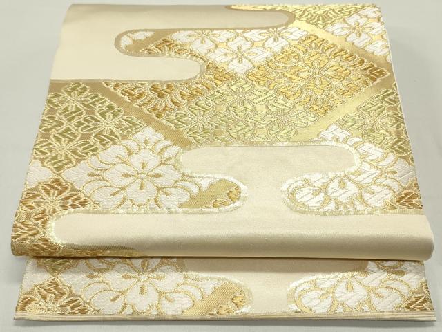 平和屋着物●西陣　川島織物　六通柄　本袋帯　唐織　エ霞花菱文　金糸　正絹　逸品　DAAW6754ob
