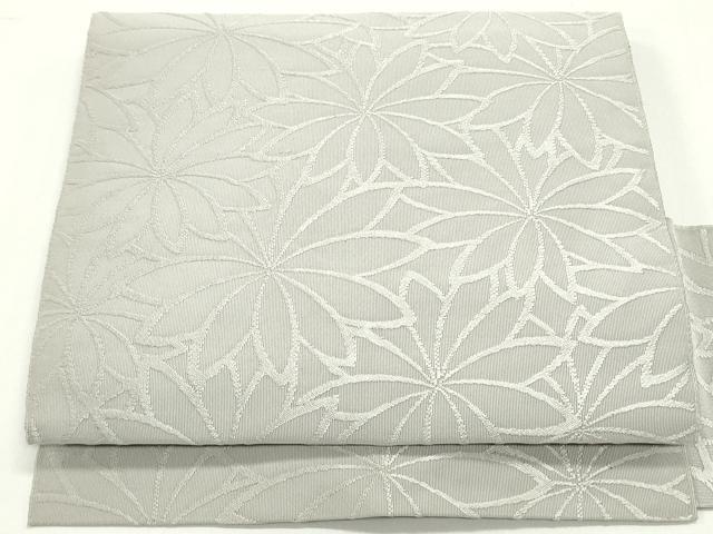 平和屋着物●綴れ　八寸名古屋帯　舞花文　白鼠色　正絹　逸品　DAAW6805ob