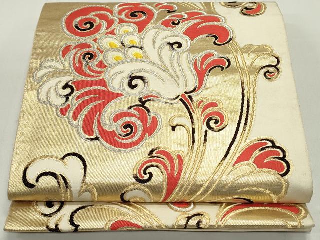 平和屋着物●西陣　川島織物　六通柄　本袋帯　唐織　更紗花唐草文　金銀糸　正絹　逸品　DAAW6837ob