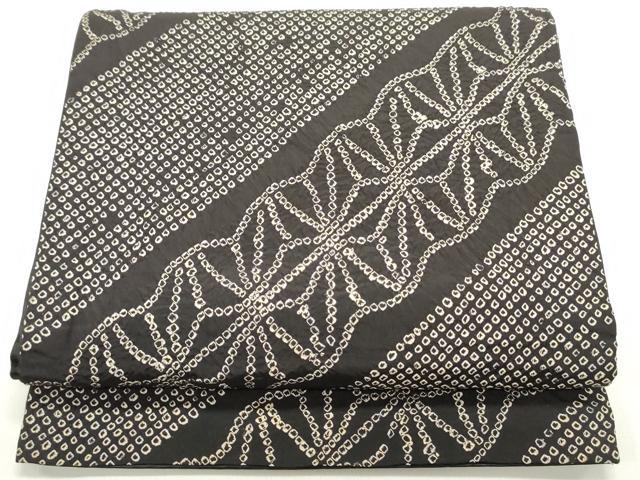 平和屋着物●アンティーク　大正ロマン　全通柄京袋帯　作家物　絞り　抽象間道　黒地　正絹　逸品　DAAW6848ob