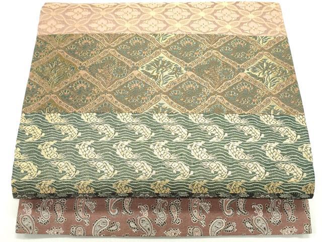 平和屋着物●全通柄袋帯　七宝更紗花唐草横段文　金糸　正絹　逸品　DAAW6914ob