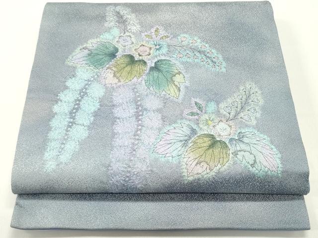 平和屋着物●太鼓柄袋帯　絞り　枝垂れ藤　辻が花　金通し地　正絹　逸品　未使用　DAAW6956ob