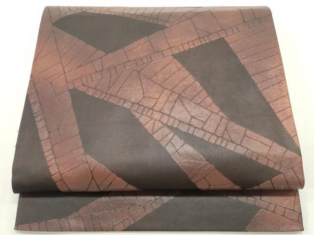 平和屋着物●澤屋重兵衛　六通柄袋帯　抽象文様　引箔　正絹　逸品　DAAW6970ob