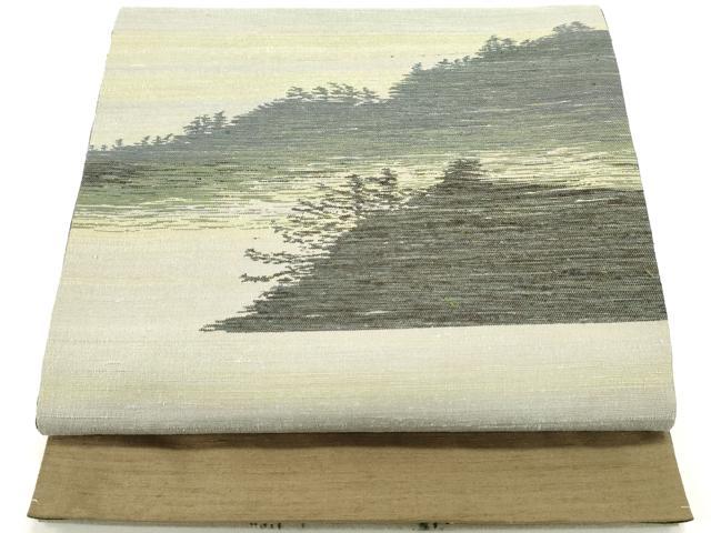 平和屋着物●太鼓柄袋帯　紬地　風景文　正絹　逸品　DAAW6980ob