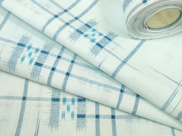 平和屋着物＊夏物　小紋　反物　着尺　格子　未使用　DAAW7444zzz