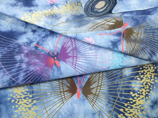 平和屋着物＊夏物　浴衣　反物　着尺　四季の花木染　舞蝶文　綿　逸品　未使用　DAAW7491zzz