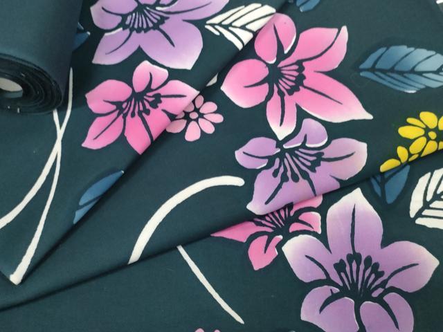 平和屋着物＊夏物　浴衣　反物　着尺　舞花文　綿　逸品　未使用　DAAW7497zzz