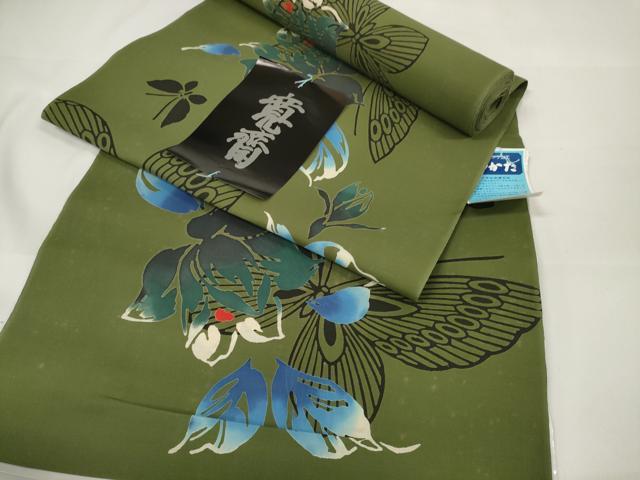 平和屋着物＊夏物　世界的ファッションデザイナー　山本寛斎　kansaiブランド　浴衣　反物　着尺　花蝶文　綿　逸品　未使用　DAAW7532zzz