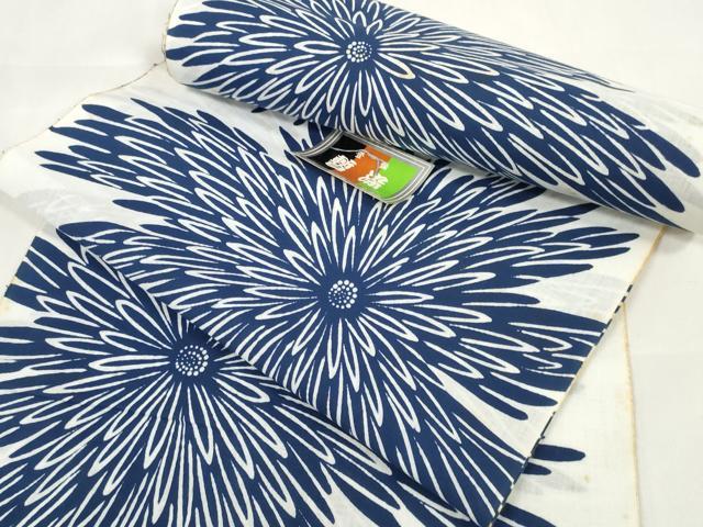 平和屋着物＊夏物　浴衣　反物　着尺　東京本染　菊　綿　逸品　未使用　DAAW7537zzz