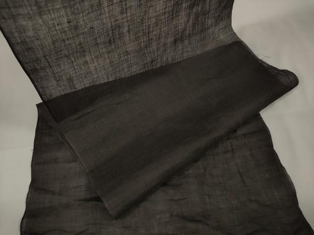 平和屋着物＊夏物　本場小千谷ちぢみ　反物　着尺　赤墨色　麻　逸品　未使用　DAAW7595zzz