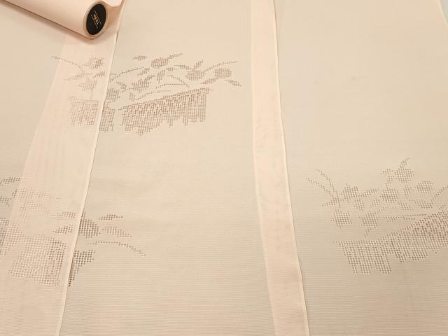 平和屋着物＊夏物　付下げ　反物　着尺　駒絽　草花文　ドロンワーク　伊と幸　逸品　未使用　DAAW8186zzz