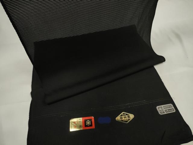 平和屋着物＊夏物　黒紋付　黒反物　着尺　絽　甲州黒　京染　逸品　未使用　DAAW8226zzz