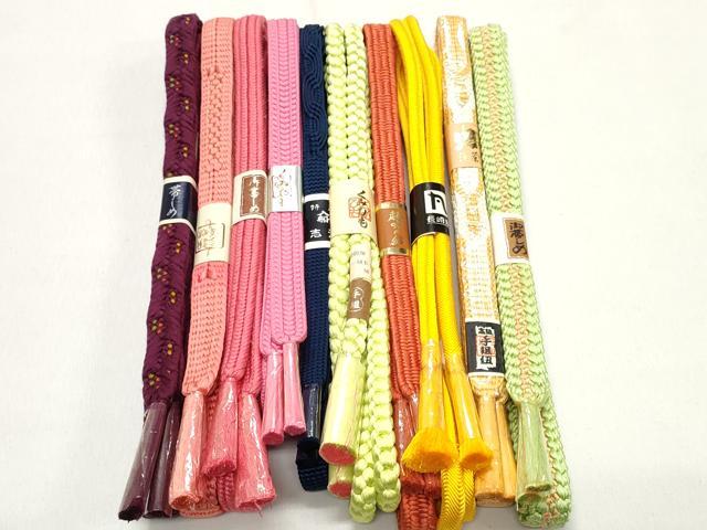 平和屋着物●和装小物　帯締め10本セット　冠組　手組紐　組紐　金糸　逸品　未使用　DAAW8450zzz