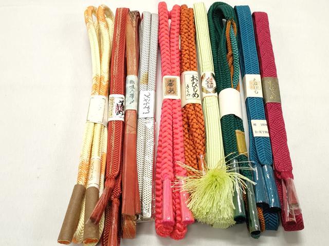 平和屋着物●和装小物　帯締め10本セット　レザー　手組　組紐　笹浪組　角八つ組　しょうざん　金糸　逸品　未使用　DAAW8452zzz