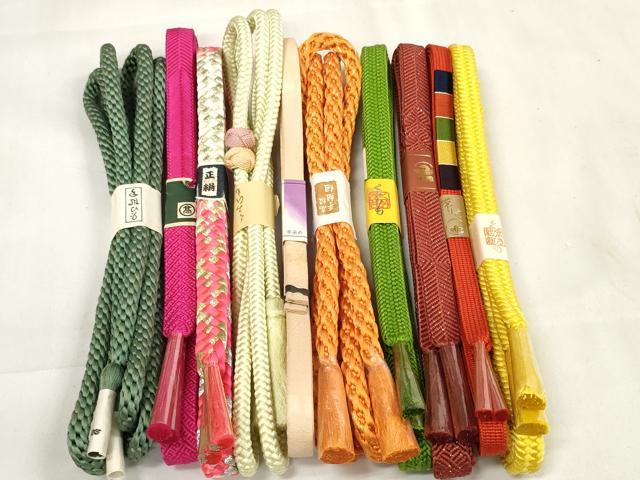 平和屋着物●和装小物　帯締め10本セット　手組紐　組紐　レザー手染め　東急百貨店扱い　高島屋扱い　逸品　未使用　DAAW8453zzz