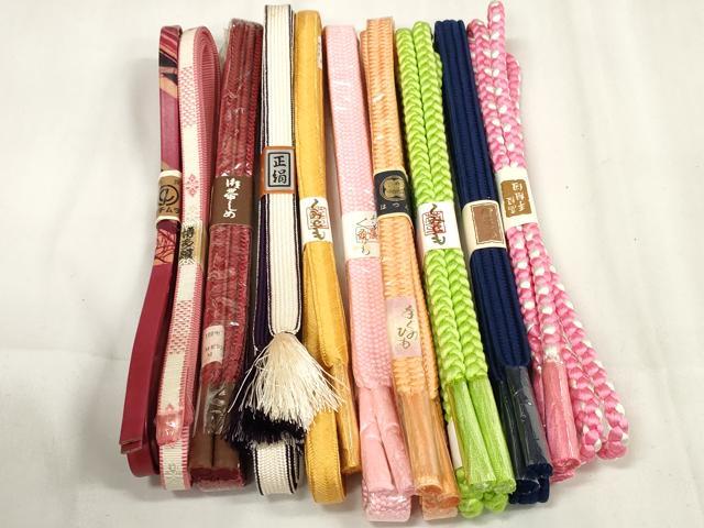平和屋着物●和装小物　帯締め10本セット　手組紐　組紐　冠組　博多織　レザー　逸品　未使用　DAAW8458zzz