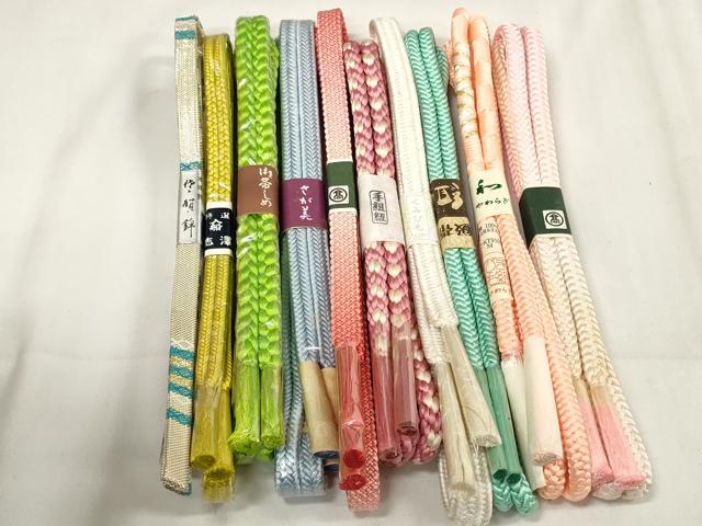 平和屋着物●和装小物　帯締め10本セット　佐賀錦　手組紐　組紐　冠組　金糸　さが美扱い　高島屋扱い　逸品　未使用　DAAW8459zzz