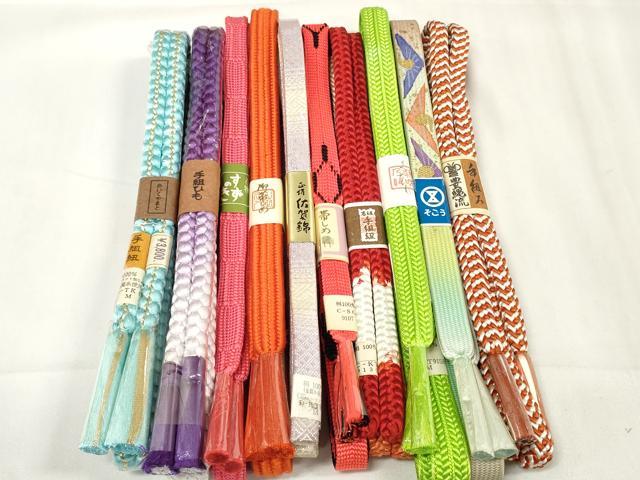 平和屋着物●和装小物　帯締め10本セット　豊縄流　佐賀錦　手組紐　組紐　金銀糸　めいくやまと　そごう　逸品　未使用　DAAW8472zzz