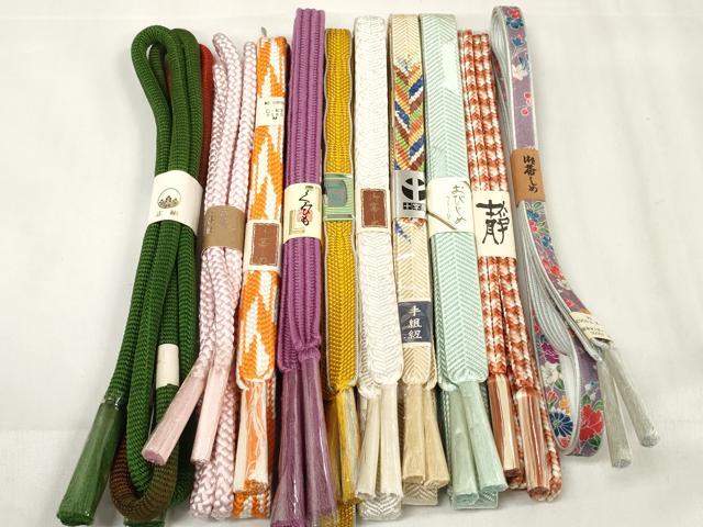 平和屋着物●和装小物　帯締め10本セット　手組紐　組紐　笹浪組　冠組　金糸　逸品　未使用　DAAW8475zzz