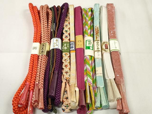 平和屋着物●和装小物　帯締め10本セット　手組紐　笹浪組　金銀糸　逸品　未使用　DAAW8491zzz