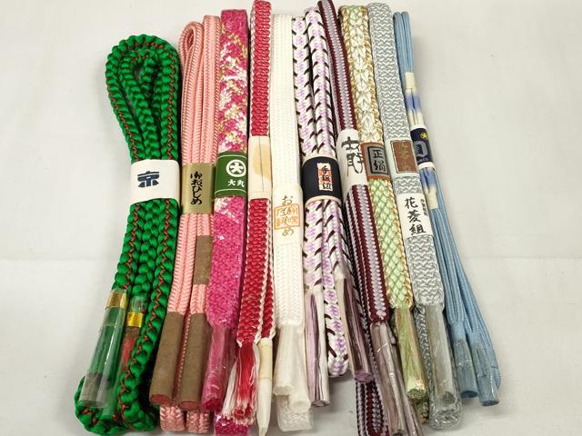 平和屋着物●和装小物　帯締め10本セット　手組紐　伊賀組紐　花菱組　草木染　金糸　大丸扱い　逸品　未使用　DAAW8492zzz