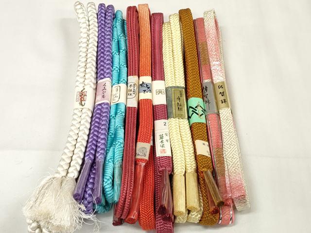 平和屋着物●和装小物　帯締め10本セット　佐賀錦　手組紐　組紐　冠組　草木染　金銀糸　逸品　未使用　DAAW8497zzz