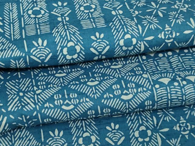 平和屋着物▽上質な紬　単衣　草花文　正絹　逸品　DAAW9221sf