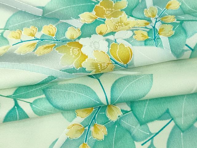 平和屋着物▽上質な小紋　単衣　草花文　暈し染め　正絹　逸品　DAAW9252sf