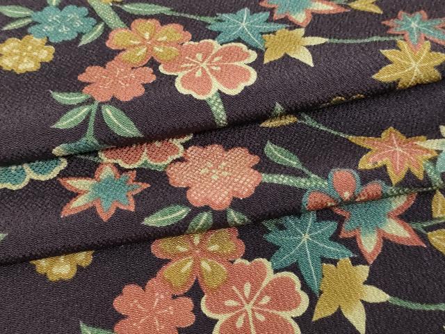 平和屋着物▽上質な小紋　単衣　枝花文　正絹　逸品　未使用　DAAW9255sf