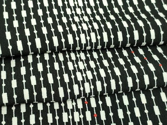 平和屋着物▽小紋　単衣　間道　黒地　洗える着物　未使用　DAAW9353sf