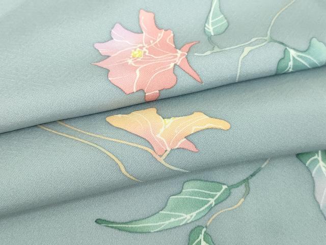 平和屋着物▽上質な小紋　単衣　手描き　枝花文　正絹　逸品　DAAW9362sf