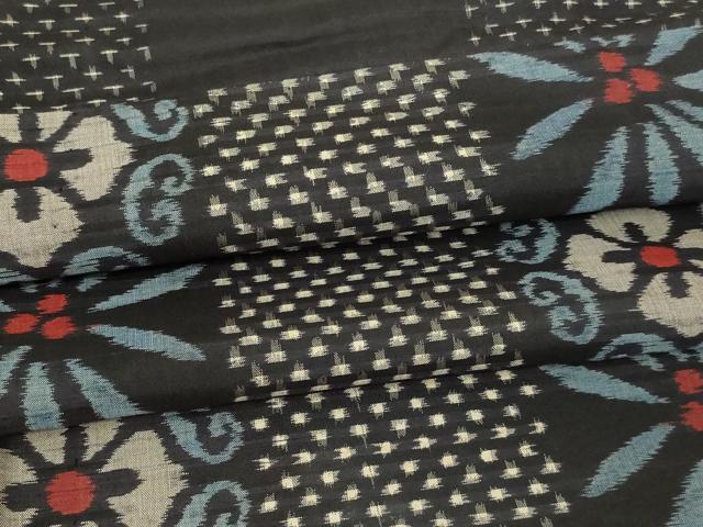 平和屋着物▽上質な紬　単衣　舞花文　正絹　逸品　DAAW9371sf