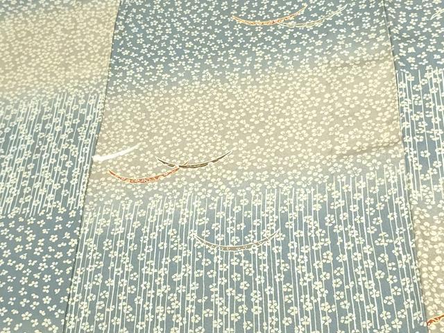 平和屋着物▽上質な小紋 単衣 芝花文 暈し染め 正絹