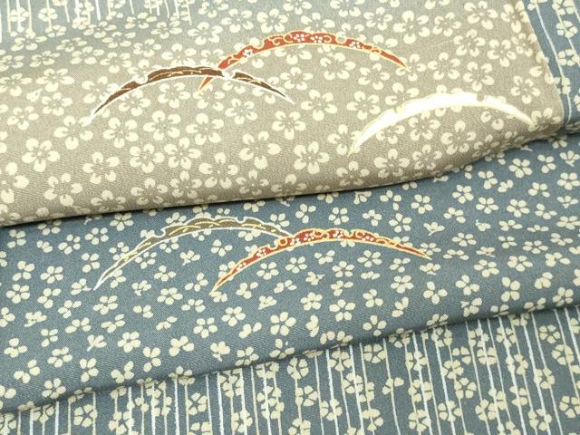 平和屋着物▽上質な小紋　単衣　芝花文　暈し染め　正絹　逸品　DAAW9397sf