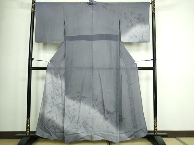 平和屋着物▽訪問着　無双　紗袷　紗×絽　草花文　銀彩　正絹　逸品　DAAW9402sf