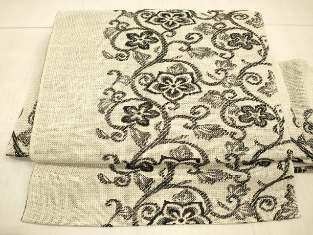 平和屋着物＊夏物　ワンタッチつけ帯　花唐草文　正絹　逸品　DAAX0003cm