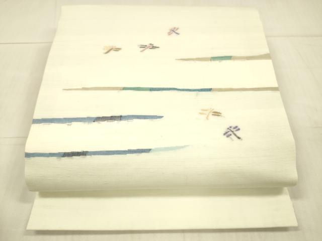 平和屋着物＊夏物　西陣　宮階織物　宮繍苑　里葉　九寸開き名古屋帯　蜻蛉　金糸　正絹　逸品　DAAX0022cm