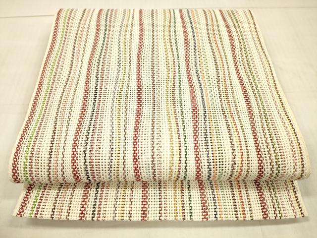 平和屋着物＊夏物　八寸名古屋帯　間道　正絹　逸品　DAAX0038cm