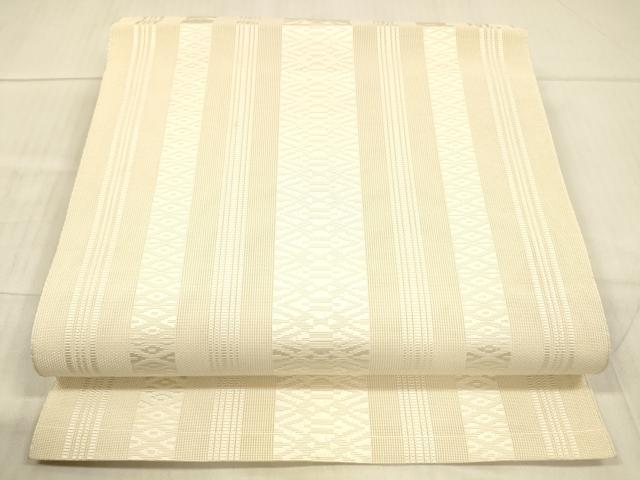 平和屋着物＊夏物　本場筑前博多織　八寸名古屋帯　紗献上　薄卵色　正絹　逸品　DAAX0046cm