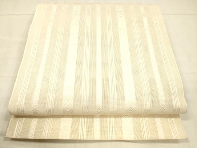 平和屋着物＊夏物　本場筑前博多織　八寸名古屋帯　紗献上　薄卵色　正絹　逸品　DAAX0047cm