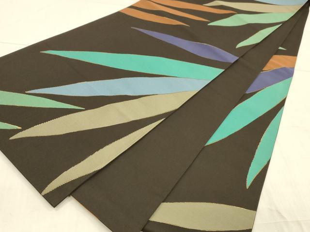 平和屋着物●世界的人形師　辻村寿三郎　ジュサブロー　六通柄袋帯　抽象文様　金糸　正絹　逸品　DAAX0058cm 平和屋着物○世界的人形師 辻村寿三郎 ジュサブロー 六通柄袋帯