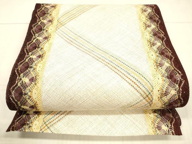 平和屋着物●八寸名古屋帯　リボン織　組織　抽象文様　金糸　正絹　逸品　DAAX0071cm