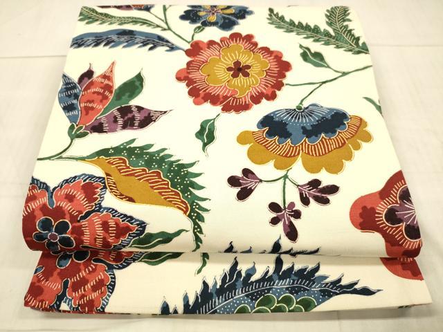 平和屋着物●全通柄袋帯　草花文　正絹　逸品　DAAX0085cm