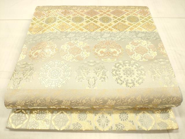 平和屋着物●西陣織　陰山織物謹製　箔屋清兵衛　六通柄袋帯　名物裂文様　金糸　正絹　逸品　DAAX0103cm