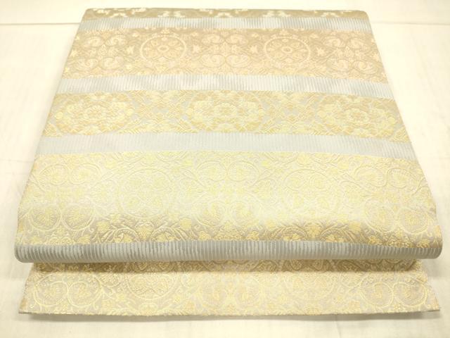 平和屋着物●西陣織　陰山織物謹製　箔屋清兵衛　六通柄袋帯　花唐草文　金糸　証紙付き　正絹　逸品　DAAX0106cm