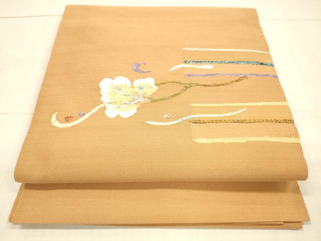 平和屋着物●九寸名古屋帯　陶器枝葉文　正絹　逸品　CAAZ4373hy 平和屋着物○九寸名古屋帯 陶器枝葉文 正絹 逸品 CAAZ4373hy 名古屋帯