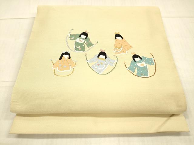 平和屋着物●爪掻き本綴れ　八寸名古屋帯　童子遊び　銀糸　正絹　逸品　DAAX0117cm