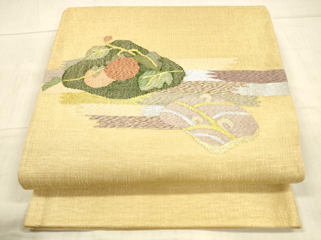 平和屋着物＊夏物　明綴れ　太鼓柄袋帯　成り物　金銀糸　正絹　逸品　DAAX0176cm