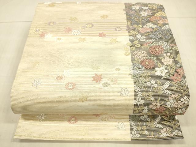 平和屋着物＊夏物　六通柄袋帯　唐織　竜田川　金銀糸　正絹　逸品　DAAX0185cm