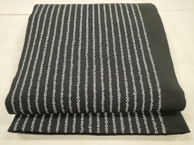 平和屋着物●全通柄袋帯　総絞り　間道　黒地　正絹　逸品　DAAX0221cm